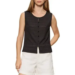 Sanctuary Textured Knit Button-front Vest - Black