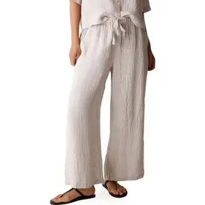 Eileen Fisher Organic Linen Drawstring Wide Leg Pants