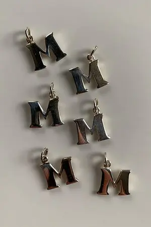 SHARPLILTEETH Vintage Sterling Letter M Initial Charm - Silver