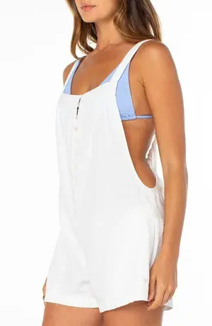 Roxy Linen Blend Romper - Cloud Dancer