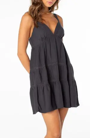 Roxy Layla Tiered Mini Dress - Phantom