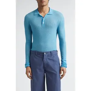 ERL Gender Inclusive Overdyed Heathered Wool Rib Polo
