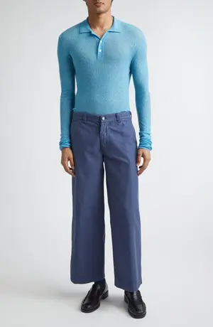 ERL Gender Inclusive Overdyed Heathered Wool Rib Polo