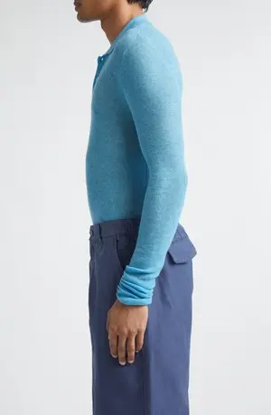 ERL Gender Inclusive Overdyed Heathered Wool Rib Polo
