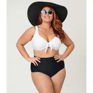 Unique Vintage High-waist Louise Bikini Bottom - Black Solid