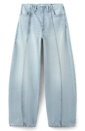 Mango Seamed Balloon Jeans - Medium Blue