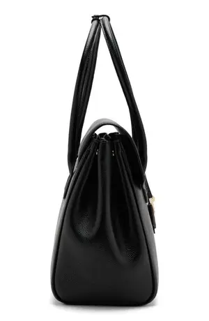Mango Medium City Faux Leather Satchel - Black