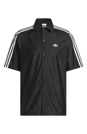 Adidas Basketball Flame Short Sleeve Snap-up Shirt