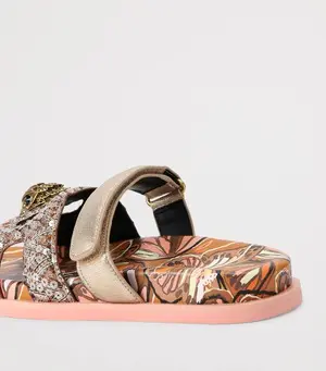 Kurt Geiger Leather Cut-out Eagle Slides - Brown