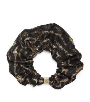 GANNI Metallic Leopard Print Scrunchie - Brown
