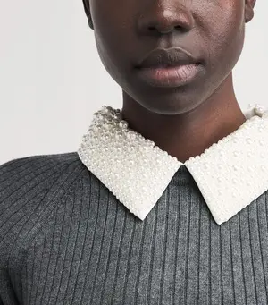 Maje Embellished Collar Knit Mini Dress