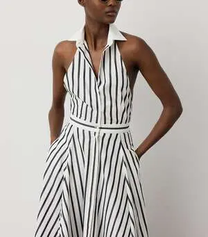 Ralph Lauren Cotton Stripe Eldred Maxi Dress - Black