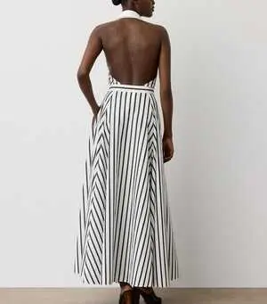Ralph Lauren Cotton Stripe Eldred Maxi Dress - Black