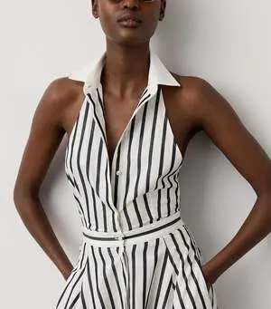 Ralph Lauren Cotton Stripe Eldred Maxi Dress - Black