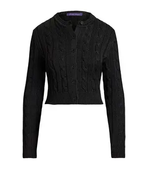Ralph Lauren Silk Cable-knit Cropped Cardigan - Black
