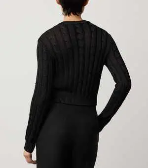 Ralph Lauren Silk Cable-knit Cropped Cardigan - Black