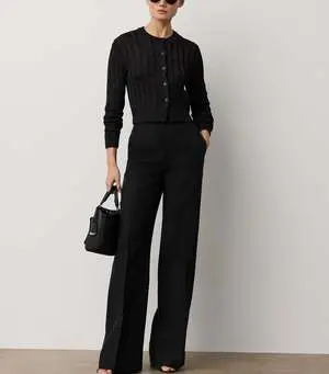 Ralph Lauren Silk Cable-knit Cropped Cardigan - Black