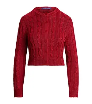 Ralph Lauren Silk Cable-knit Cropped Cardigan - Red