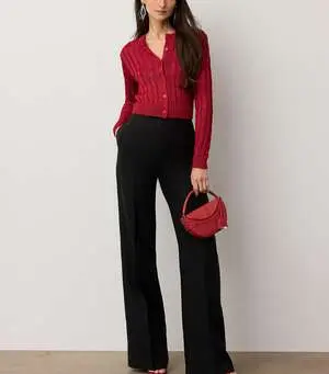 Ralph Lauren Silk Cable-knit Cropped Cardigan - Red