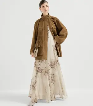 Brunello Cucinelli Silk Halterneck Maxi Dress - Beige