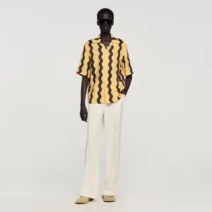 Sandro Printed Linen Shirt - Light Yellow