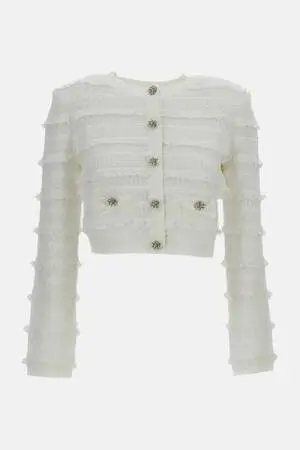SELF-PORTRAIT Diamond Pointelle Cardigan