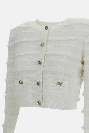 SELF-PORTRAIT Diamond Pointelle Cardigan