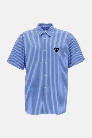 Play Comme Des Garcon Camicia A Righe Maniche Corte - Blue