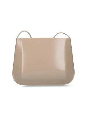 FANE Shiny Leather Shoulder Bag - Beige