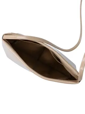 FANE Shiny Leather Shoulder Bag - Beige