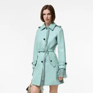 Burberry Leather Fringed Car Coat