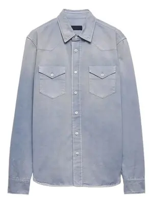 Prada Washed Gabardine Vintage-effect Shirt - Blue