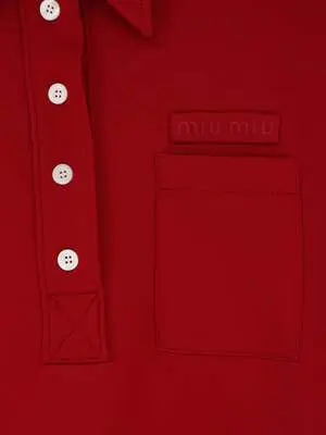 Miu Miu Polo Shirt With Lettering Logo Patch - Red