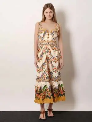 Farm Rio Hilo Linen And Viscose Dress