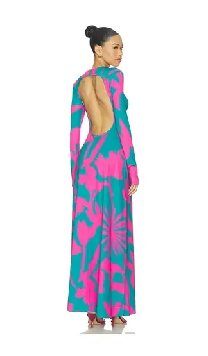 Eywasouls Malibu Sammy Midi Dress - Fuchsia,teal