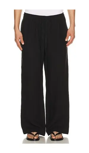 Commas Wide Leg Linen Trousers - Black