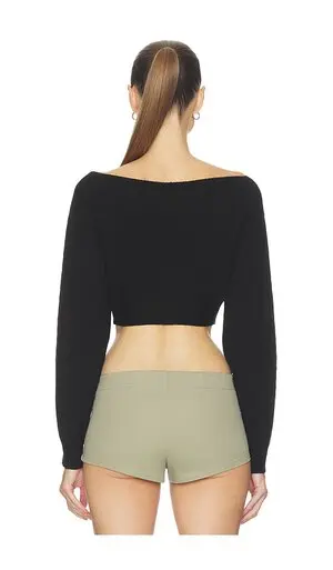 HAELO Off-the-shoulder Cropped Merino Wool Sweater