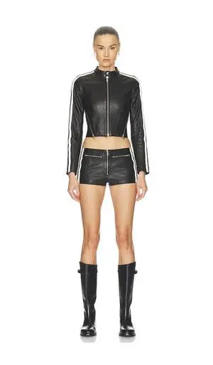 HAELO Moto-inspired Leather Zip Up Jacket