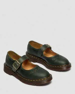Dr. Martens Flower Mary Jane Leather Shoes - Green