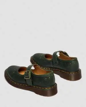 Dr. Martens Flower Mary Jane Leather Shoes - Green