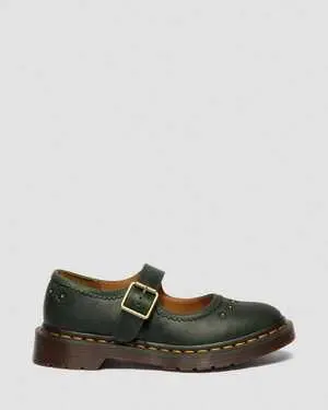 Dr. Martens Flower Mary Jane Leather Shoes - Green