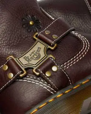 Dr. Martens Anistone Hi Flower Leather Biker Boots - Brown
