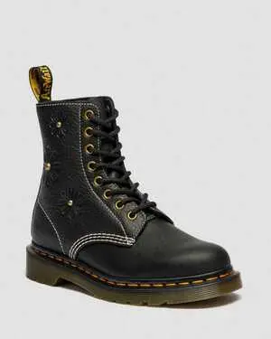 Dr. Martens 1460 Pascal Flower Leather Boots - Black