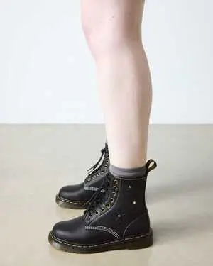 Dr. Martens 1460 Pascal Flower Leather Boots - Black