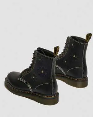 Dr. Martens 1460 Pascal Flower Leather Boots - Black