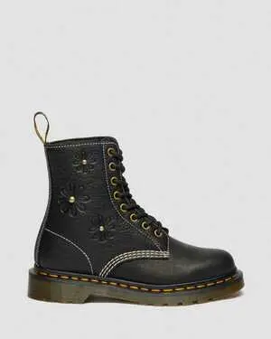 Dr. Martens 1460 Pascal Flower Leather Boots - Black