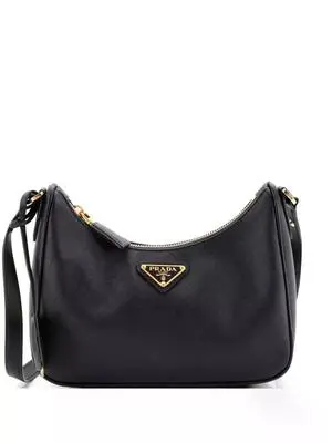 Prada Re-edition Hobo Saffiano Leather Mini Shoulder Bag - Black