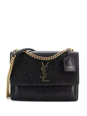 Saint Laurent Sunset Leather Medium Crossbody Bag - Black