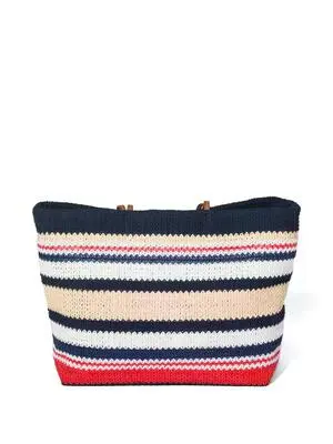 Miu Miu Raffia-effect Woven Tote Bag With Embroidered Logo - Blue