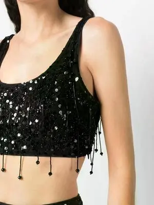 Simkhai Paillette-embellished Cropped Tank Top